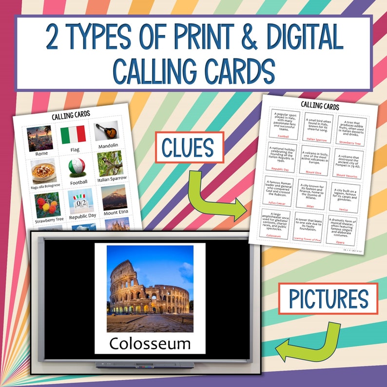 Italy Bingo Game - Printable & Digital - 40 Bingo Cards - Images and ...