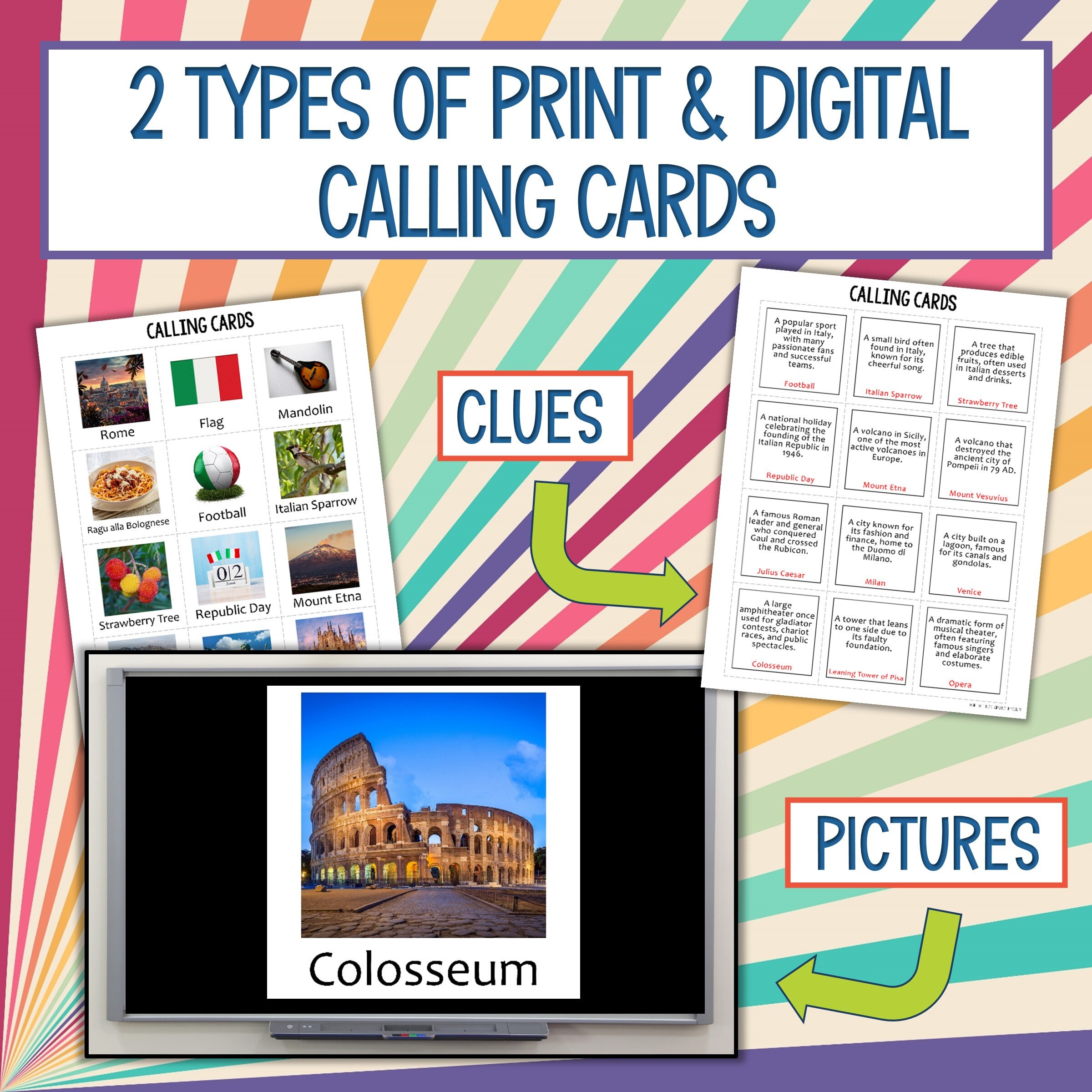 Italy Bingo Game - Printable & Digital - 40 Bingo Cards - Images and ...