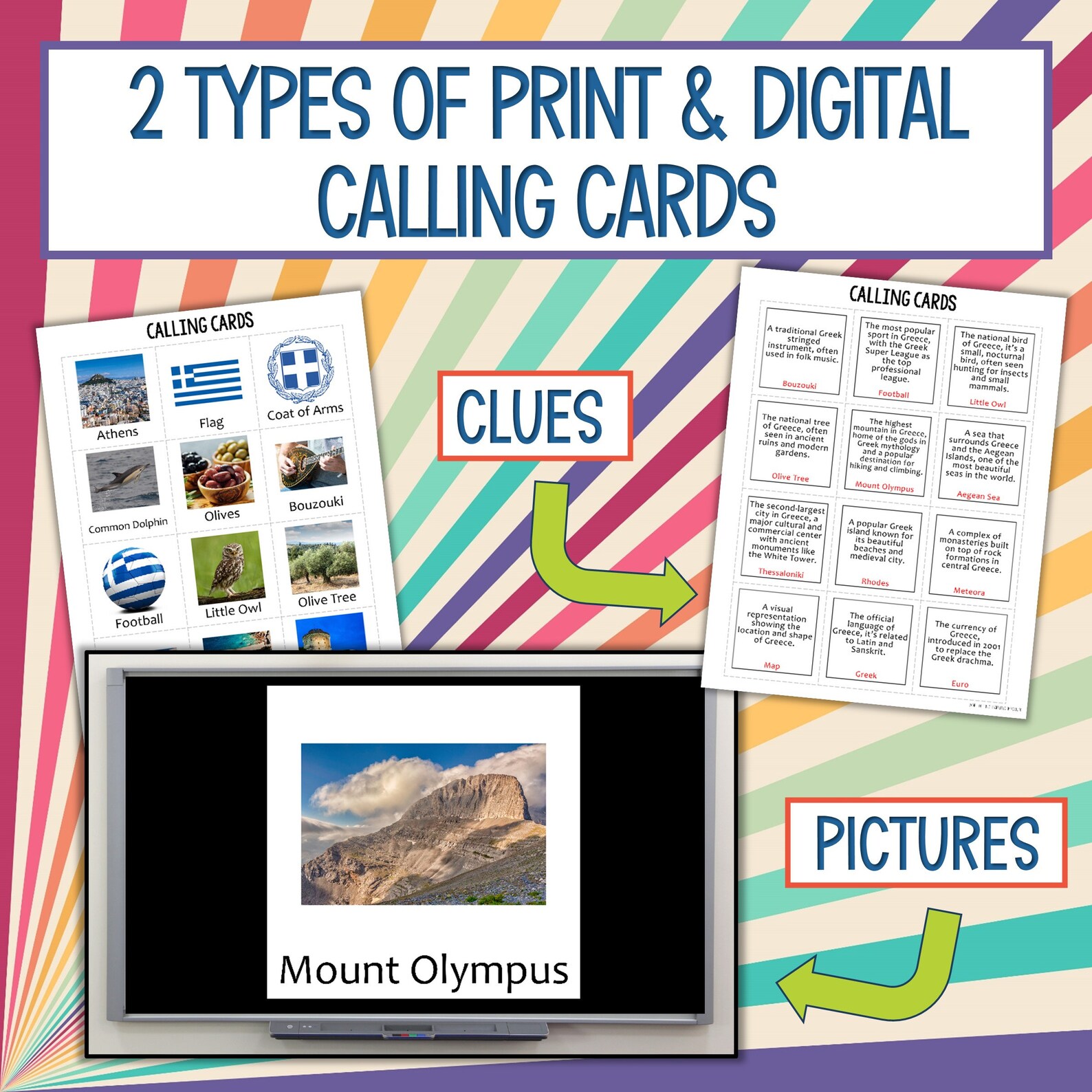 Greece Bingo Game - Printable & Digital - 40 Bingo Cards - Images and ...