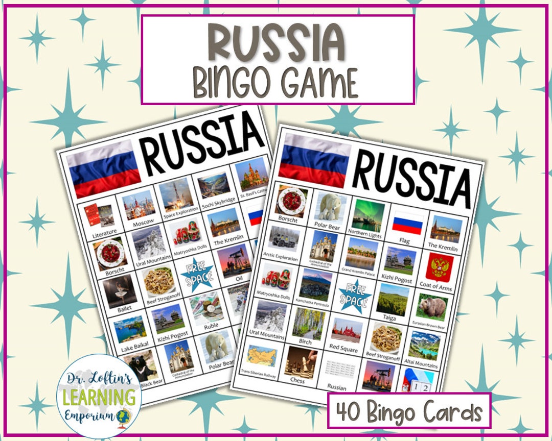 Russia Bingo Game - Printable & Digital - 40 Bingo Cards - Images and ...