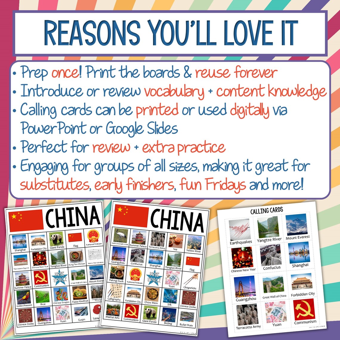 China Bingo Game - Printable & Digital - 40 Bingo Cards - Images and ...