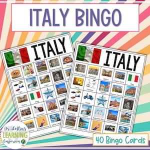 Italy Bingo Game - Printable & Digital - 40 Bingo Cards - Images and ...