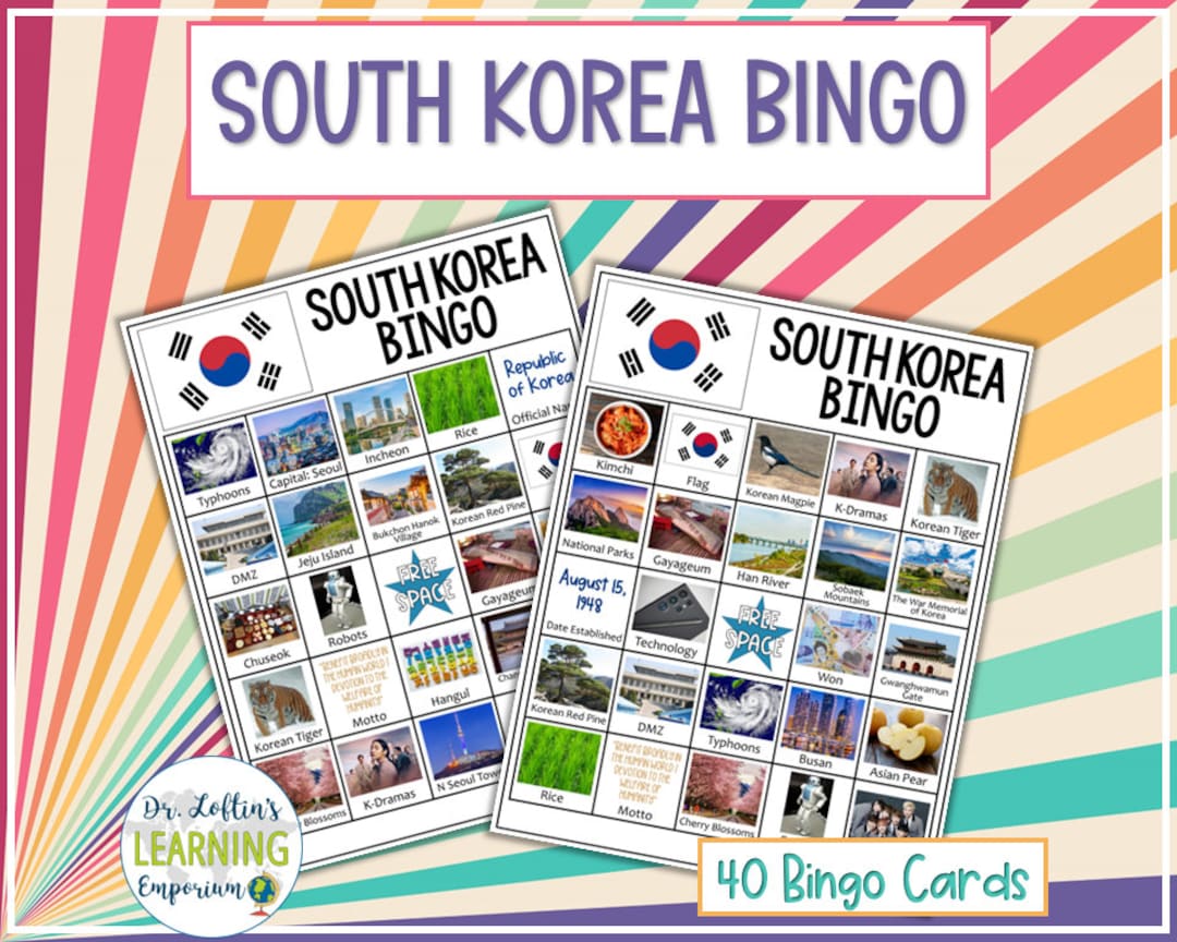 South Korea Bingo Game - Printable & Digital - 40 Bingo Cards - Images ...