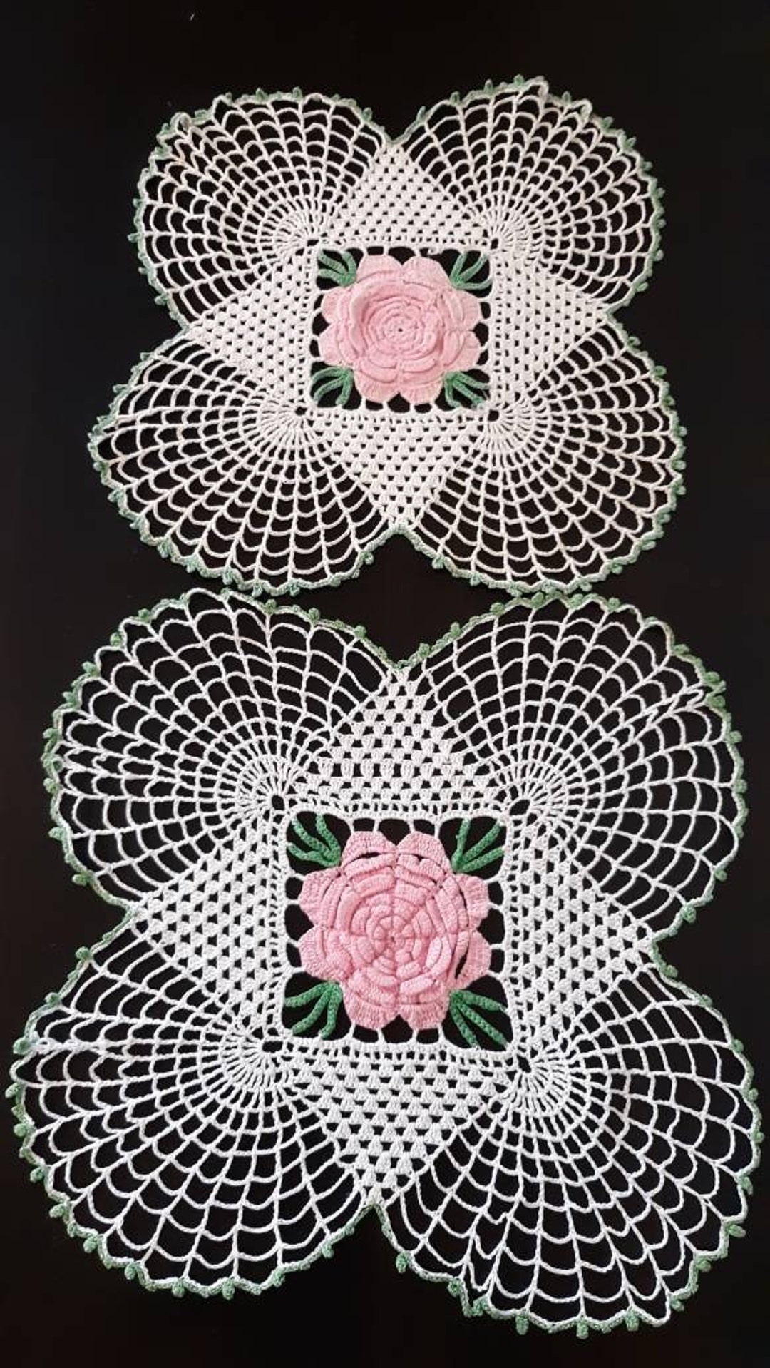 Vintage Square Pink Rose Doilies, Set of 2 - Etsy
