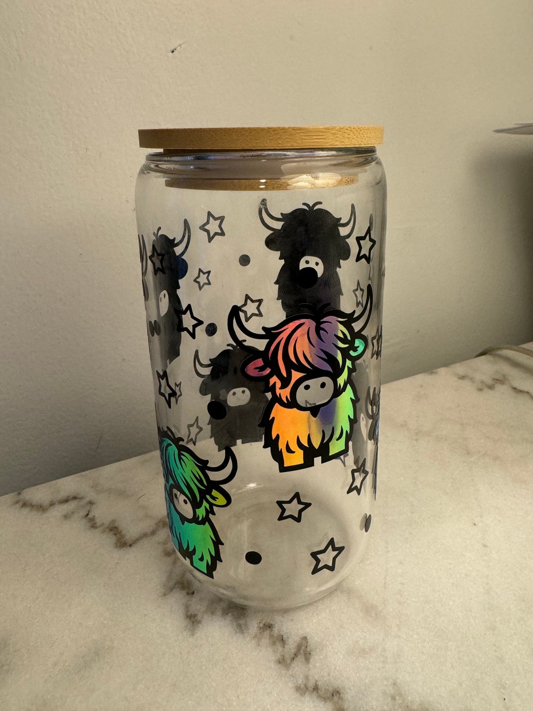 Highland Cow Beer Can Glass, Highland Cow Iced Coffee Cup, Trendy Iced ...