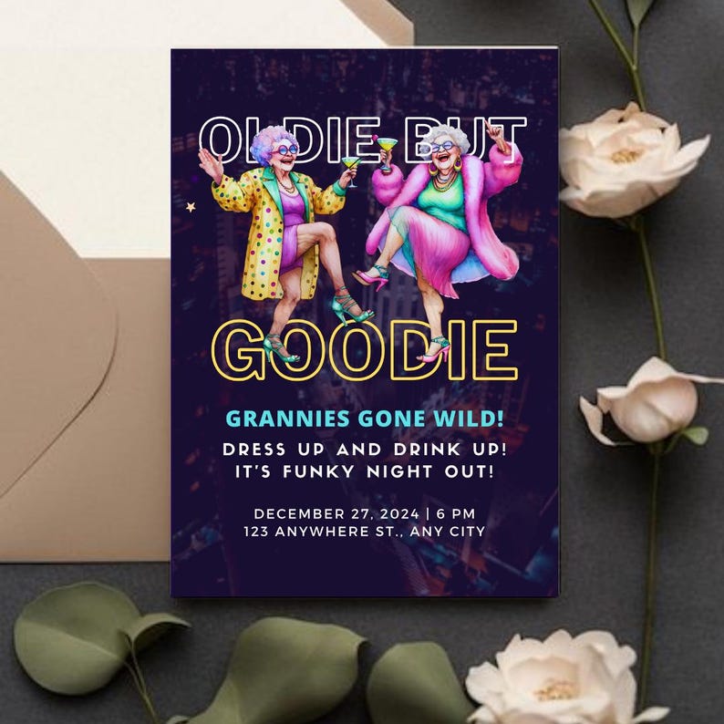 Grannies Night Out Party Invitation Template, Grannies Gone Wild, Girls ...