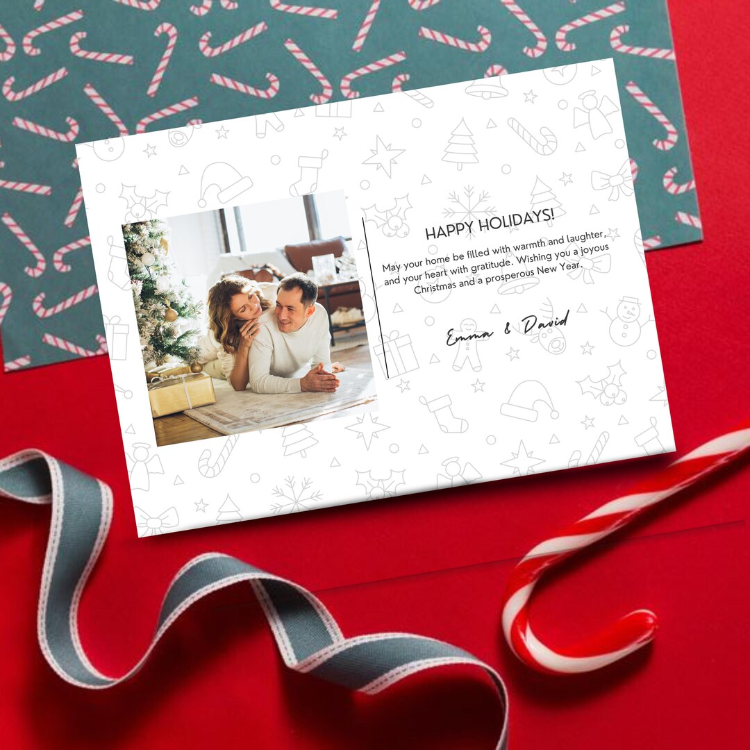 EDITABLE Christmas Photo Card Template, Christmas Card, Holiday Card ...