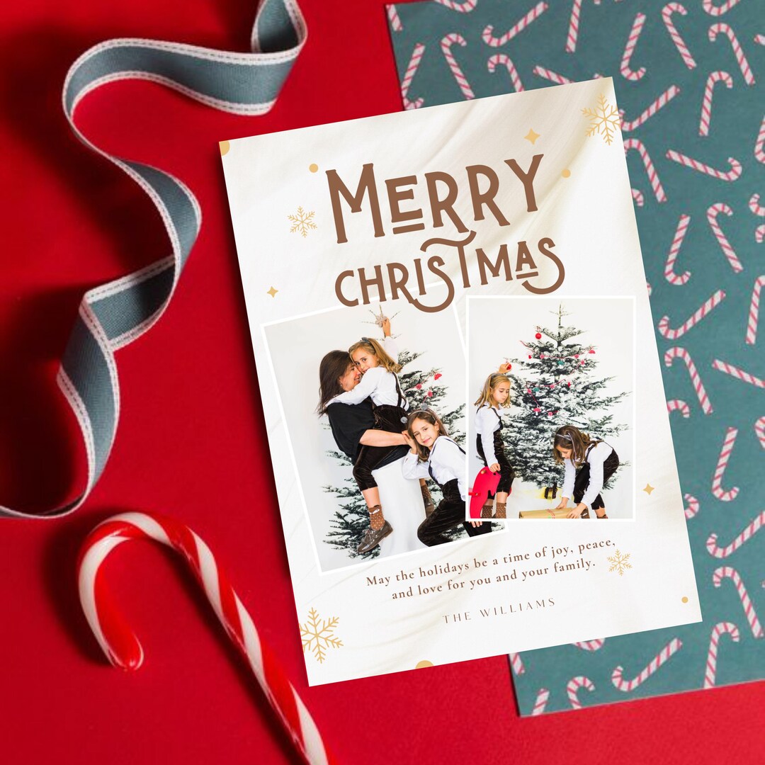 EDITABLE Christmas Card Template, Photo Christmas Card, Holiday Card ...