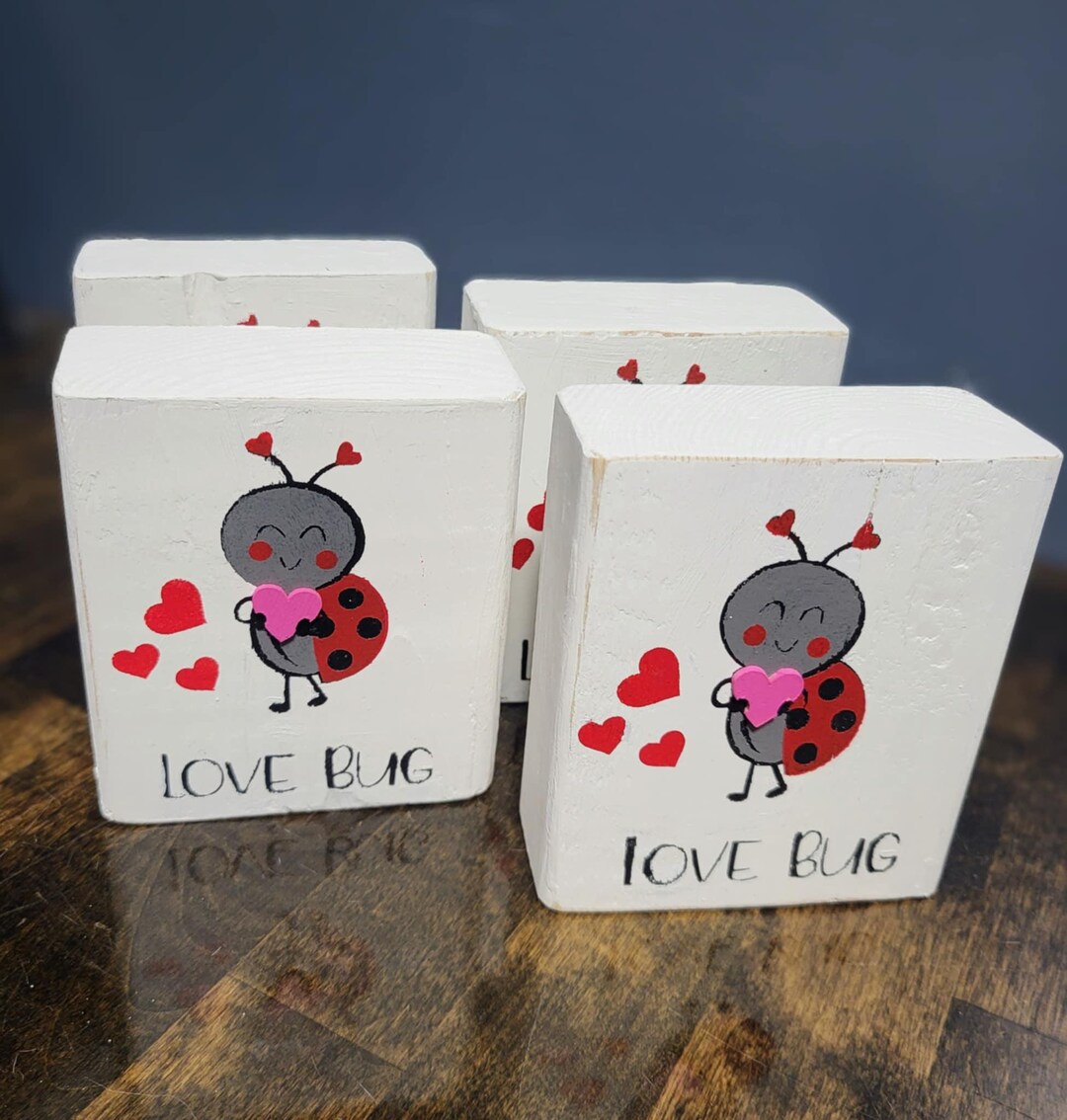 Love Bug Wooden Block/ Valentine's Day Home Decor Block - Etsy