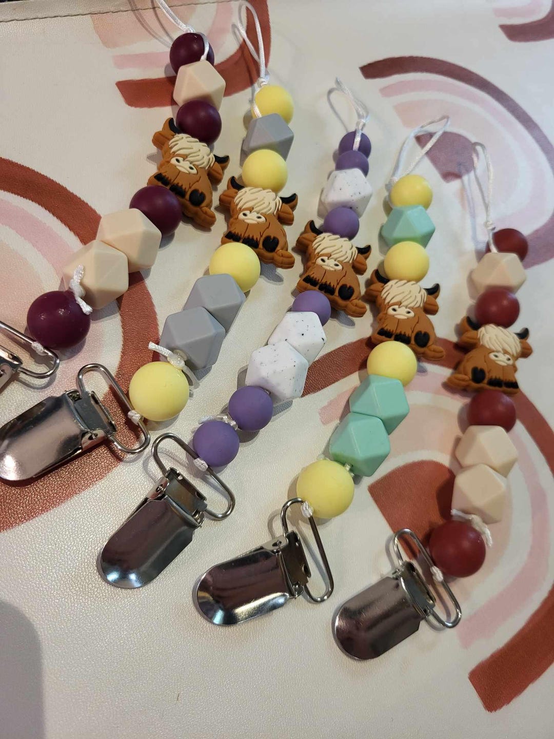 Dark Brown Highland Cow Baby Pacifier Clip - Etsy