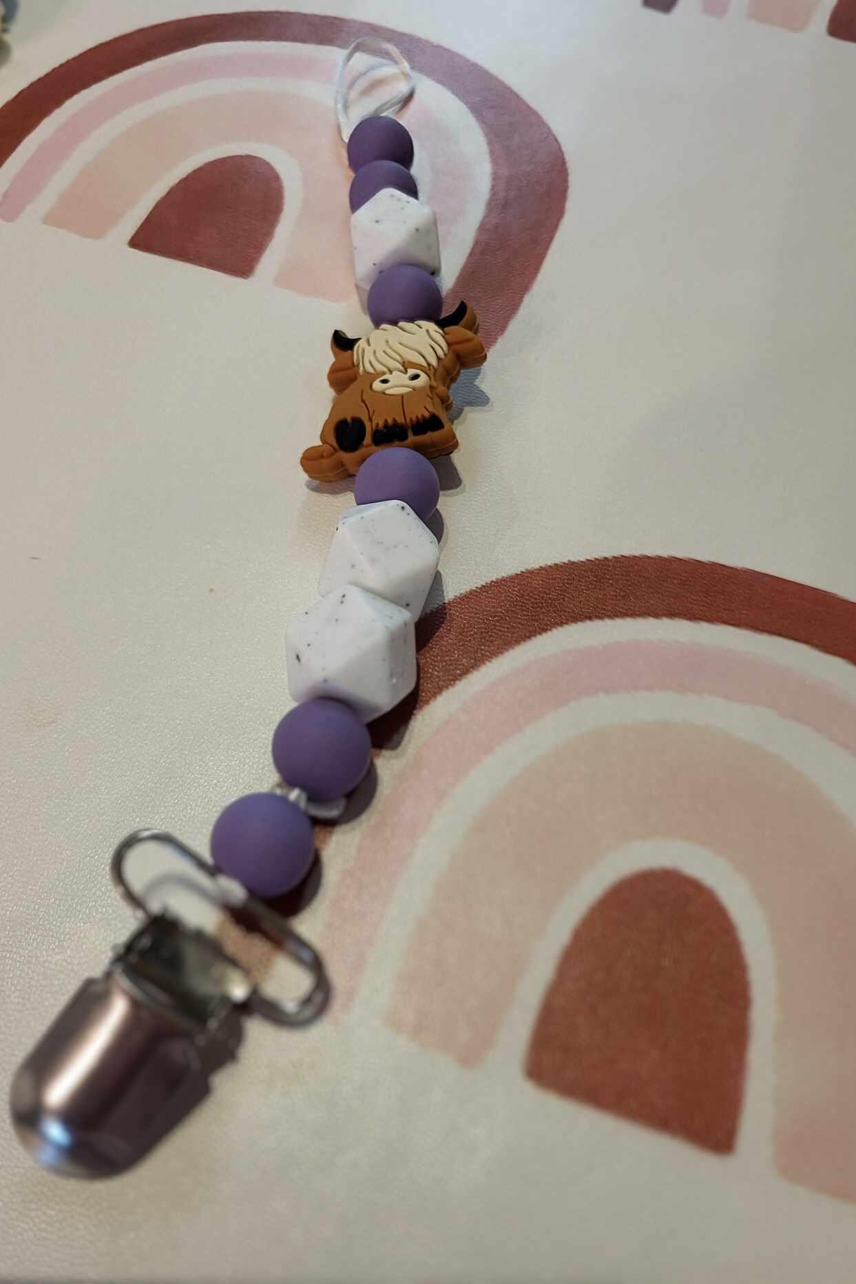 Dark Brown Highland Cow Baby Pacifier Clip - Etsy