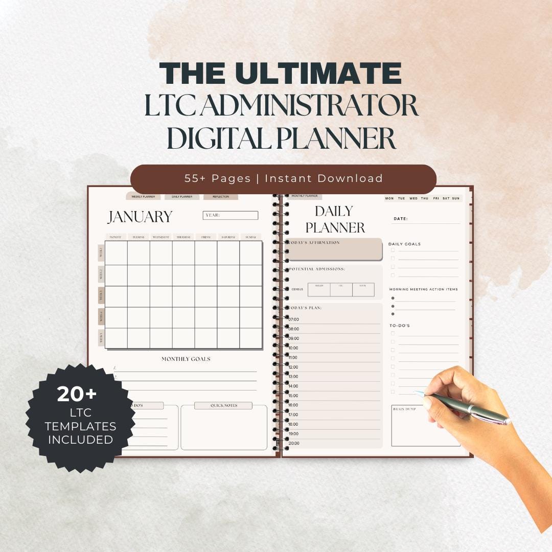 LTC Administrator Planner, Digital Planner for Administrators, Nursing ...