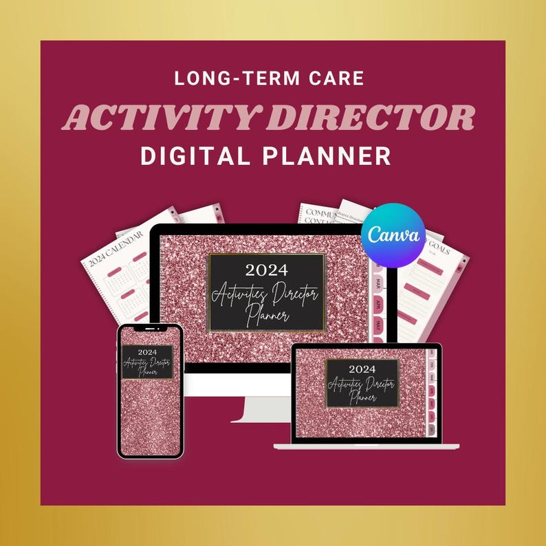 Nursing Home Activity Director Digital Planner, Daily Calendar for Long ...
