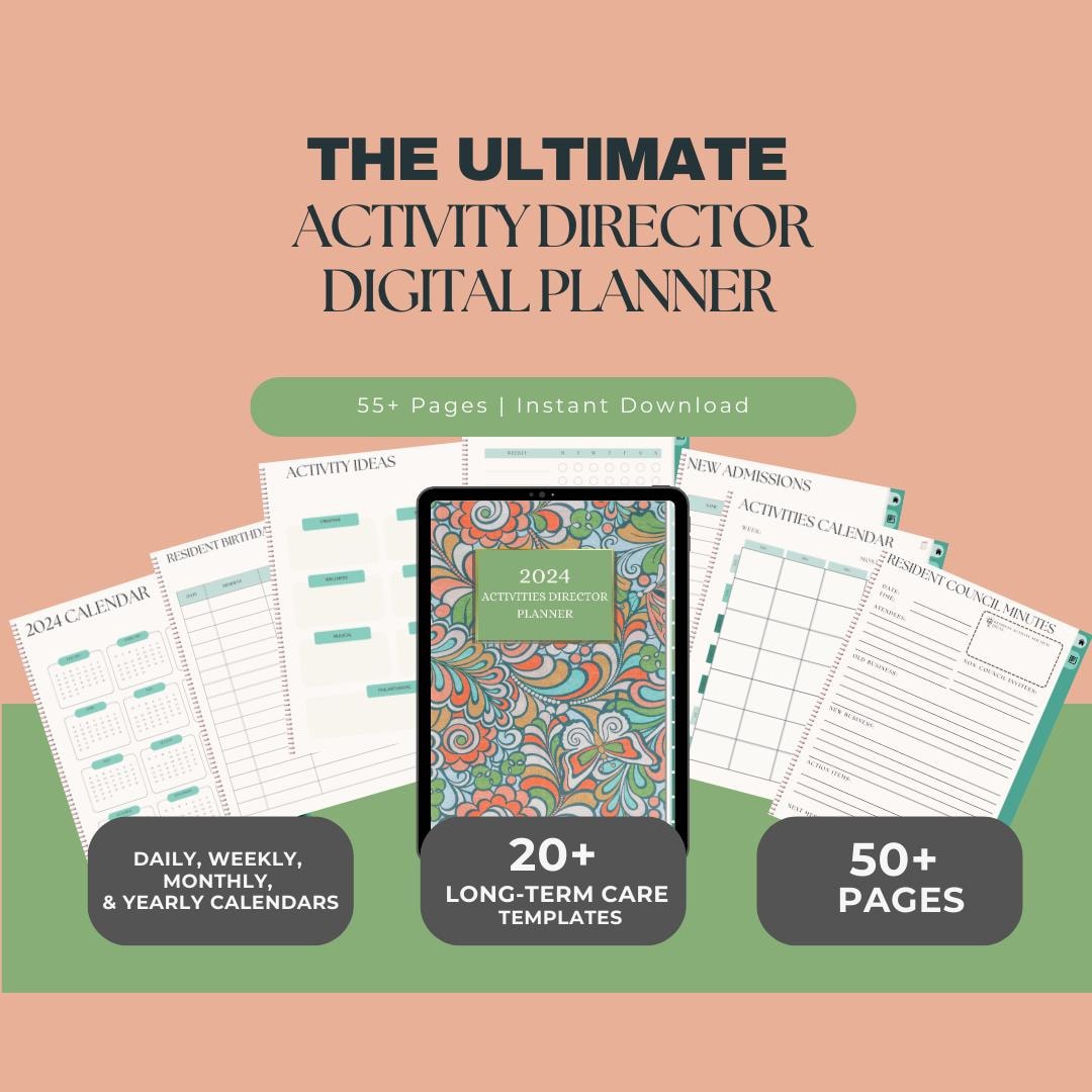 Activity Director Digital Planner, Senior Activity Plans, Long Term ...