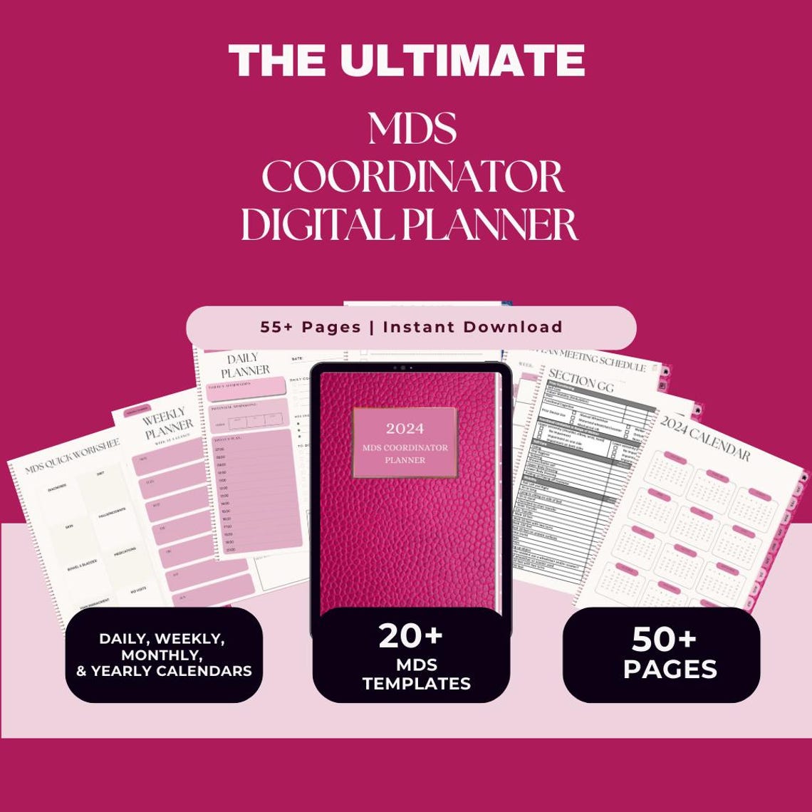 MDS Nurse Digital Planner, Medicare Coordinator Planner Template, MDS ...