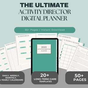 Nursing Home Activity Director Digital Planner, Daily Calendar for Long ...