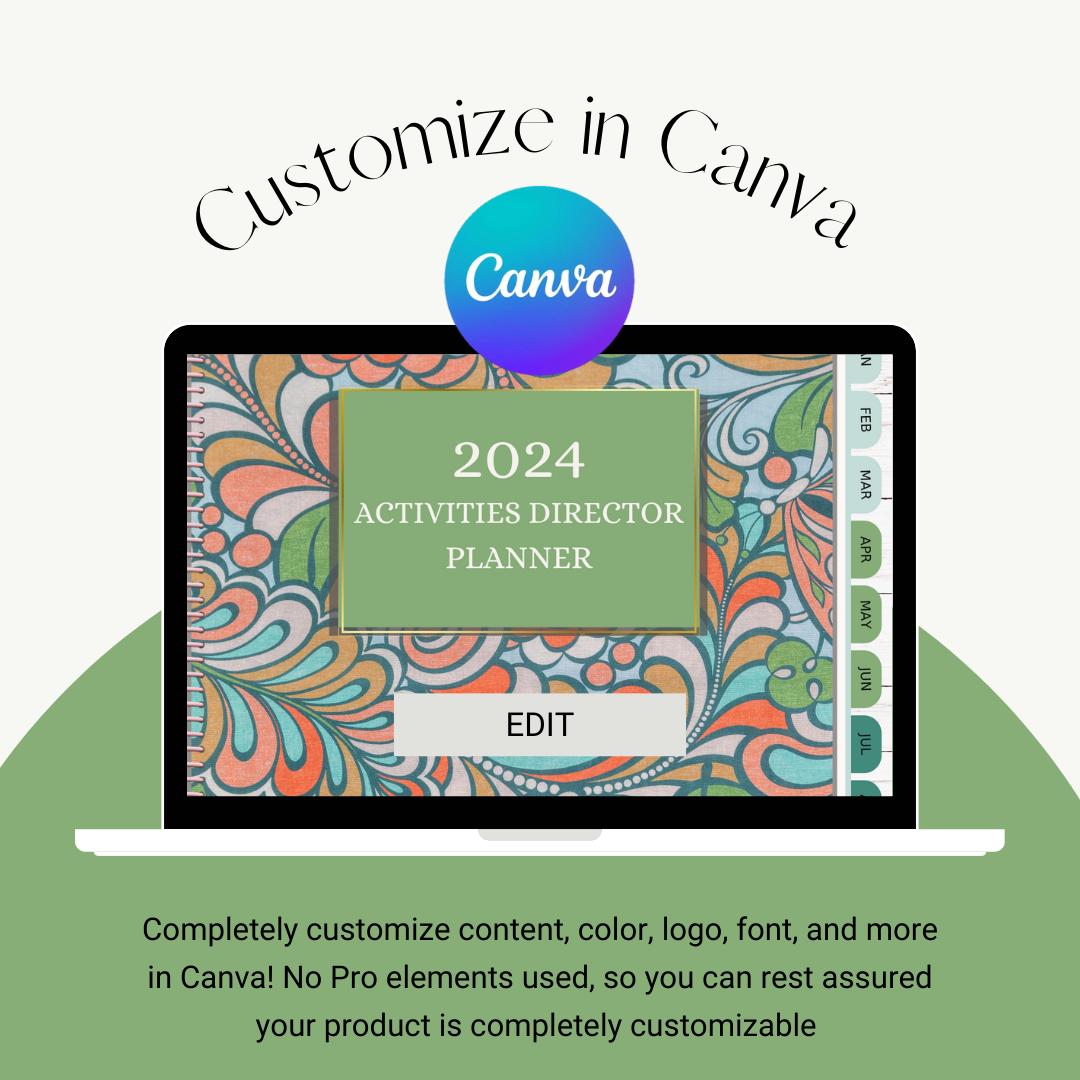 Nursing Home Activity Director Digital Planner, Daily Calendar for Long ...