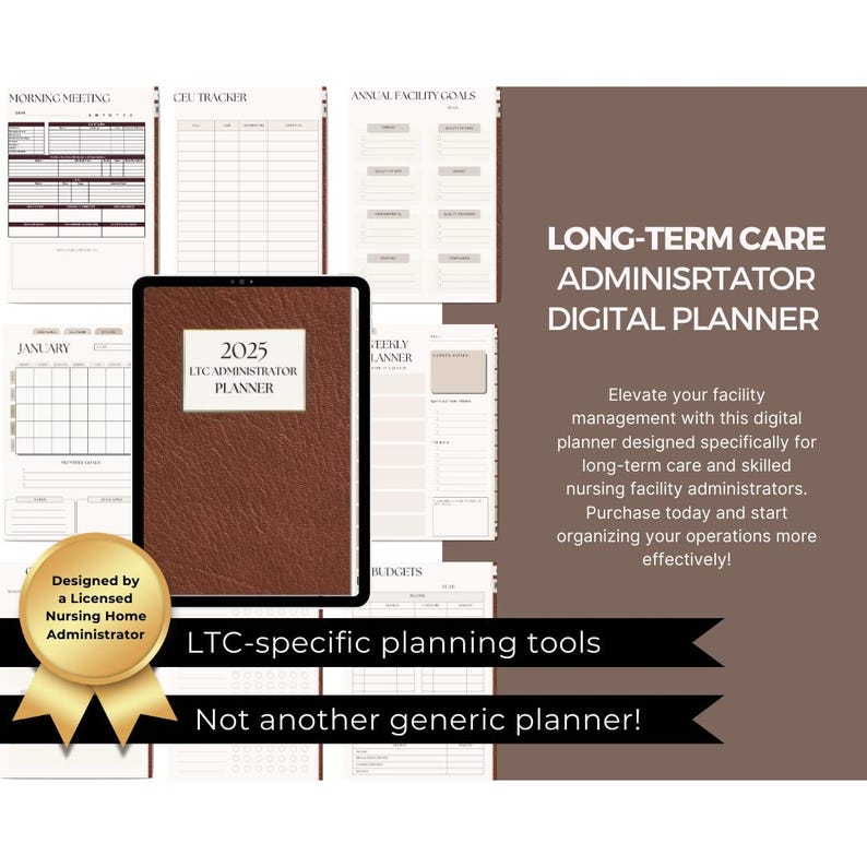 LTC Administrator Planner, Digital Planner for Administrators, Nursing ...