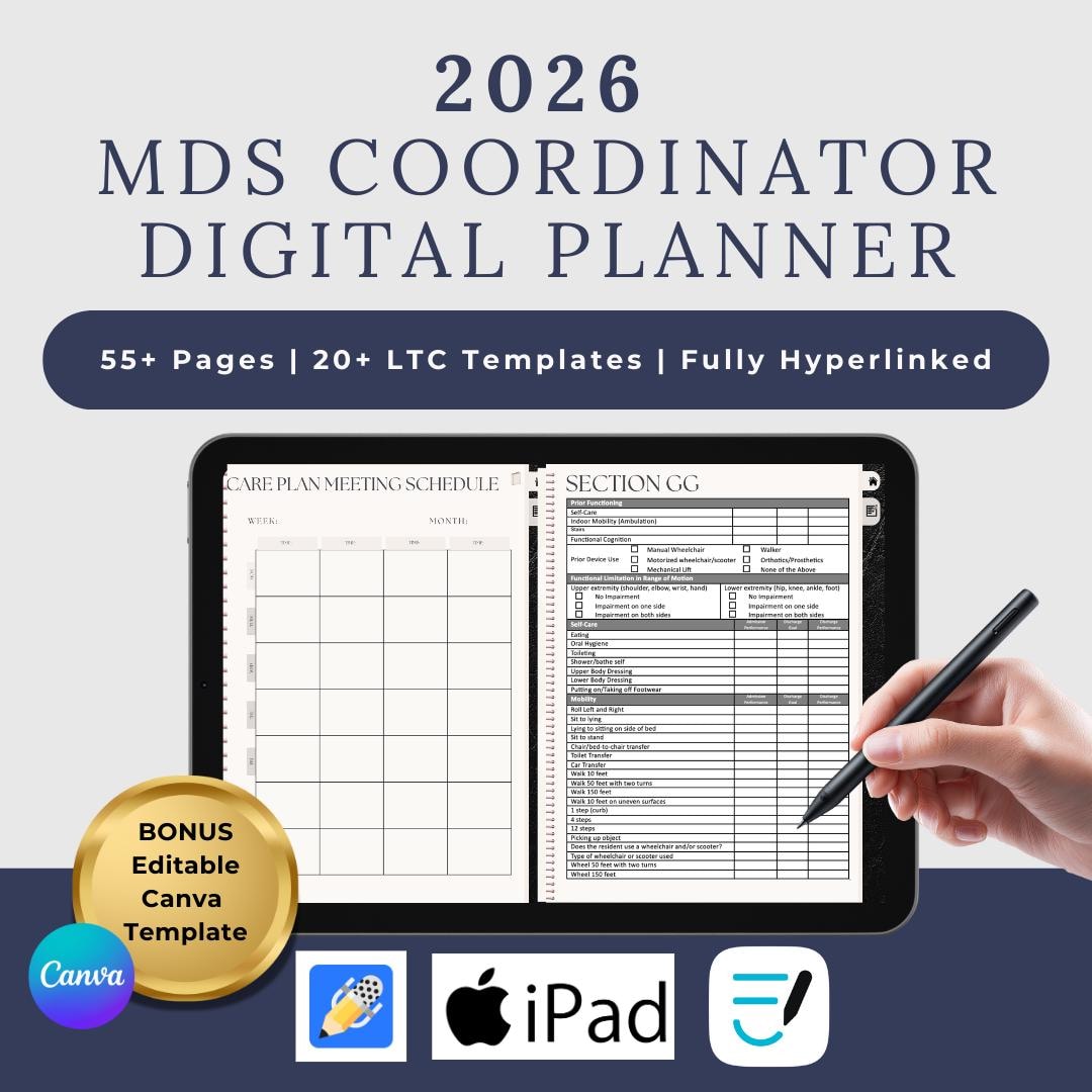 MDS Coordinator Digital Planner | Fully Hyperlinked PDF | Long Term ...