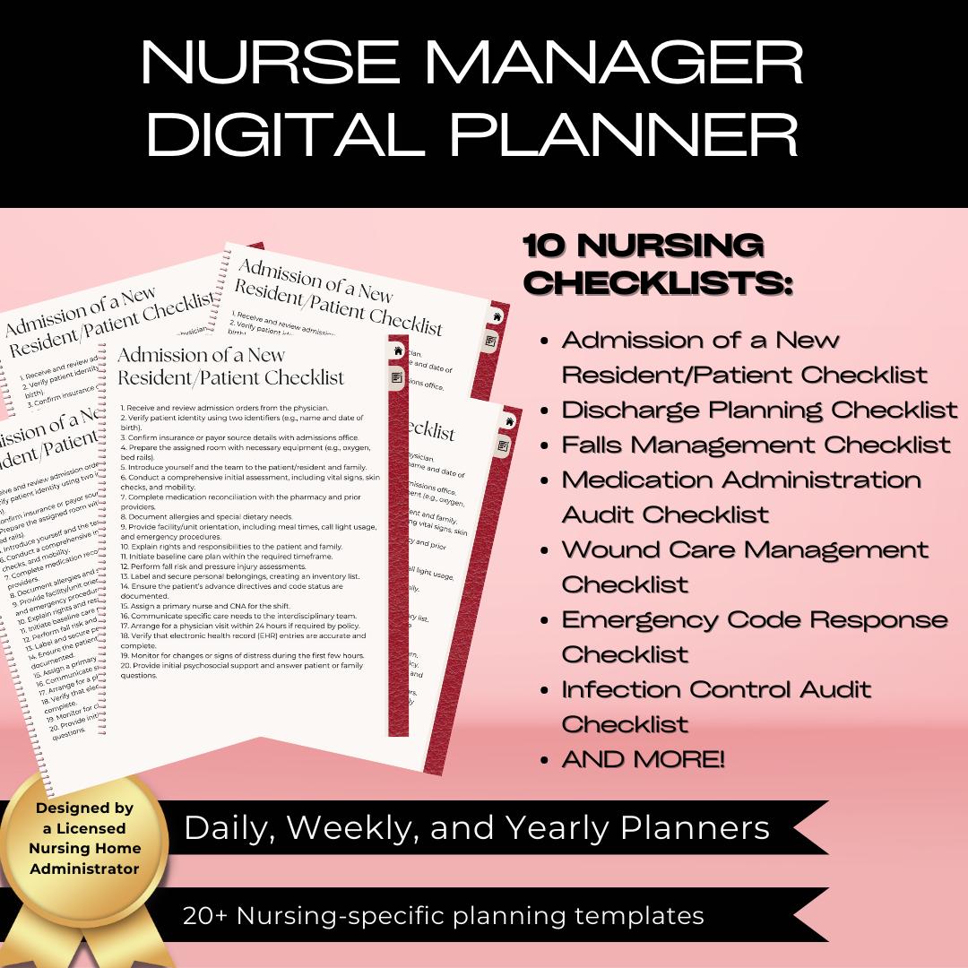 Digital Nurse Manager Planner | Canva Template for Goodnotes | Nursing ...