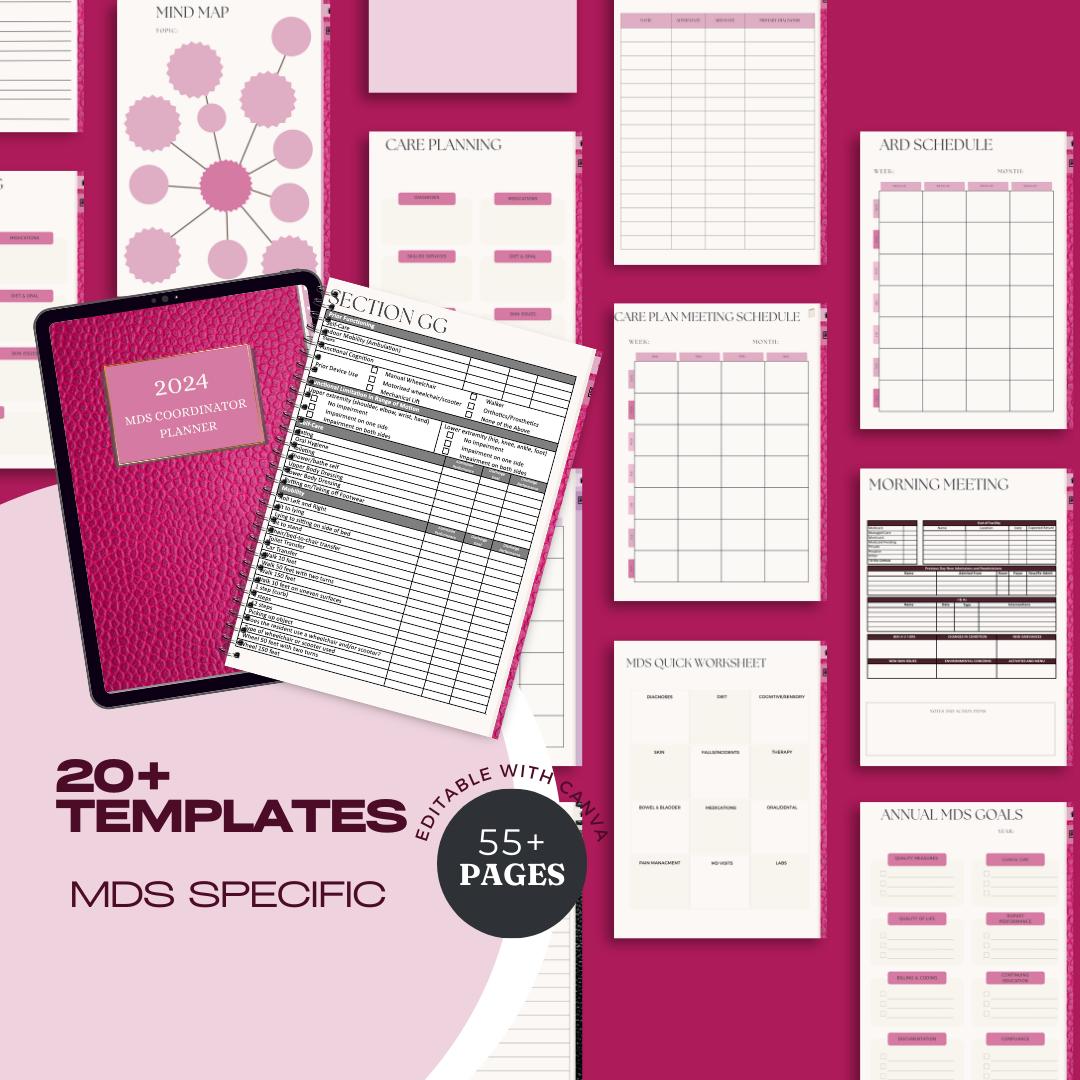 MDS Nurse Digital Planner, Medicare Coordinator Planner Template, MDS ...