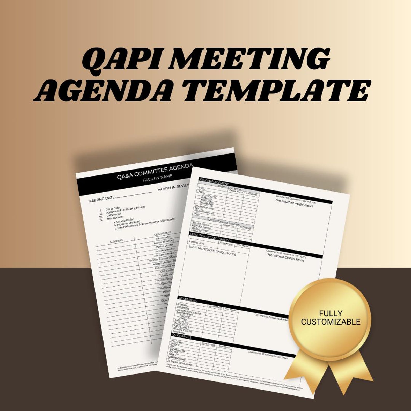 QAPI Meeting Agenda Form, Long-term Care Administrator QAPI Template ...
