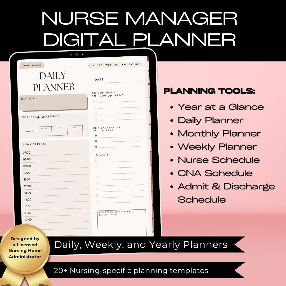 Digital Nurse Manager Planner | Canva Template for Goodnotes | Nursing ...