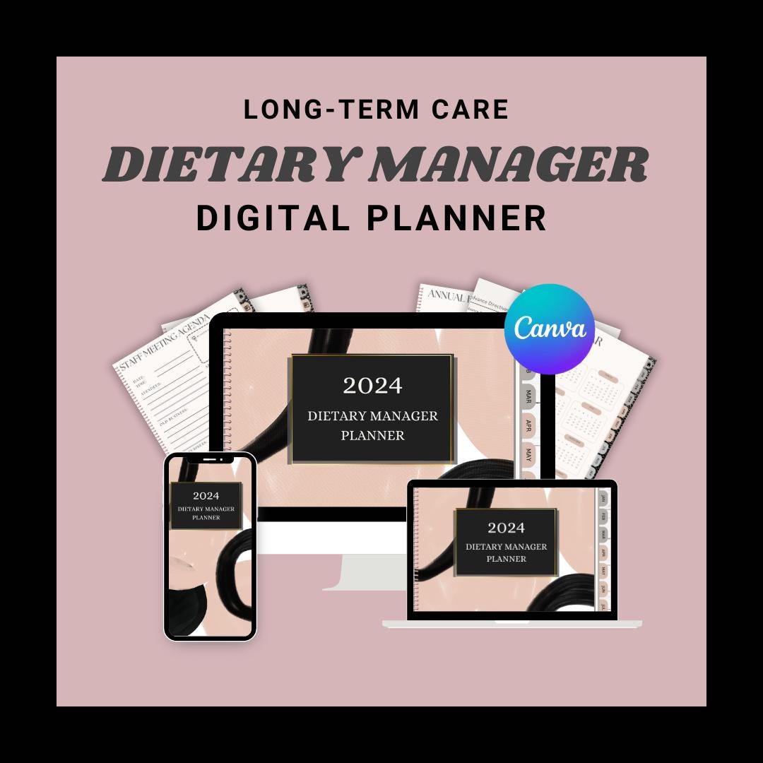 Nursing Home Dietary Manager Digital Planner, Daily Calendar for Long ...