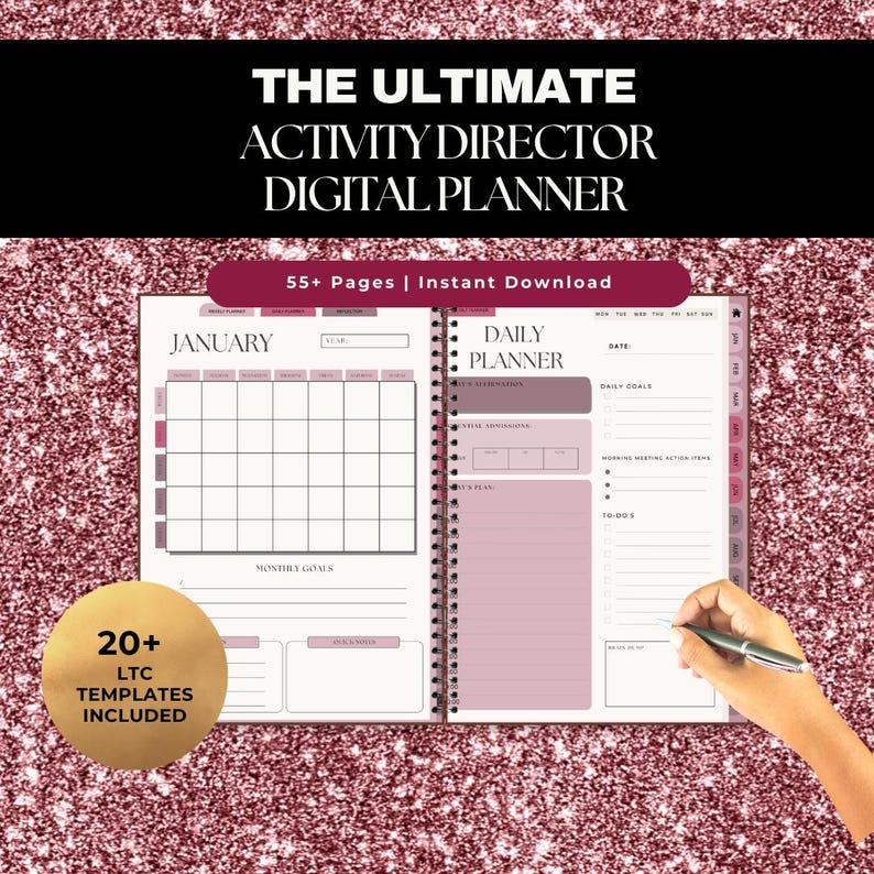 Nursing Home Activity Director Digital Planner, Daily Calendar for Long ...