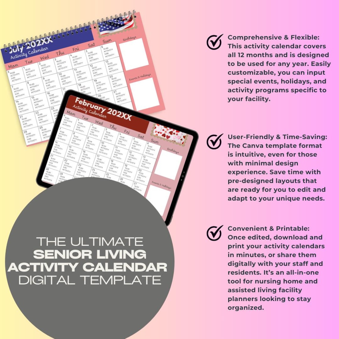 Activities Calendar, Senior Activity Calendar, Nursing Home Activities ...
