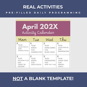 April Senior Activity Calendar | Printable, Editable Canva (PDF ...