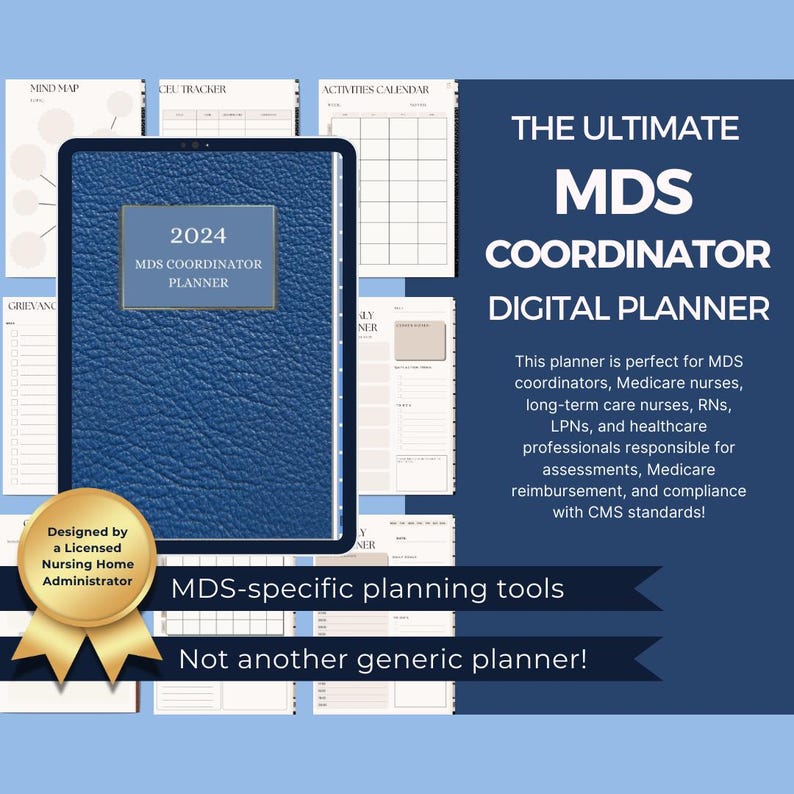 MDS Coordinator Digital Planner, Medicare Nurse Planner Template, MDS ...