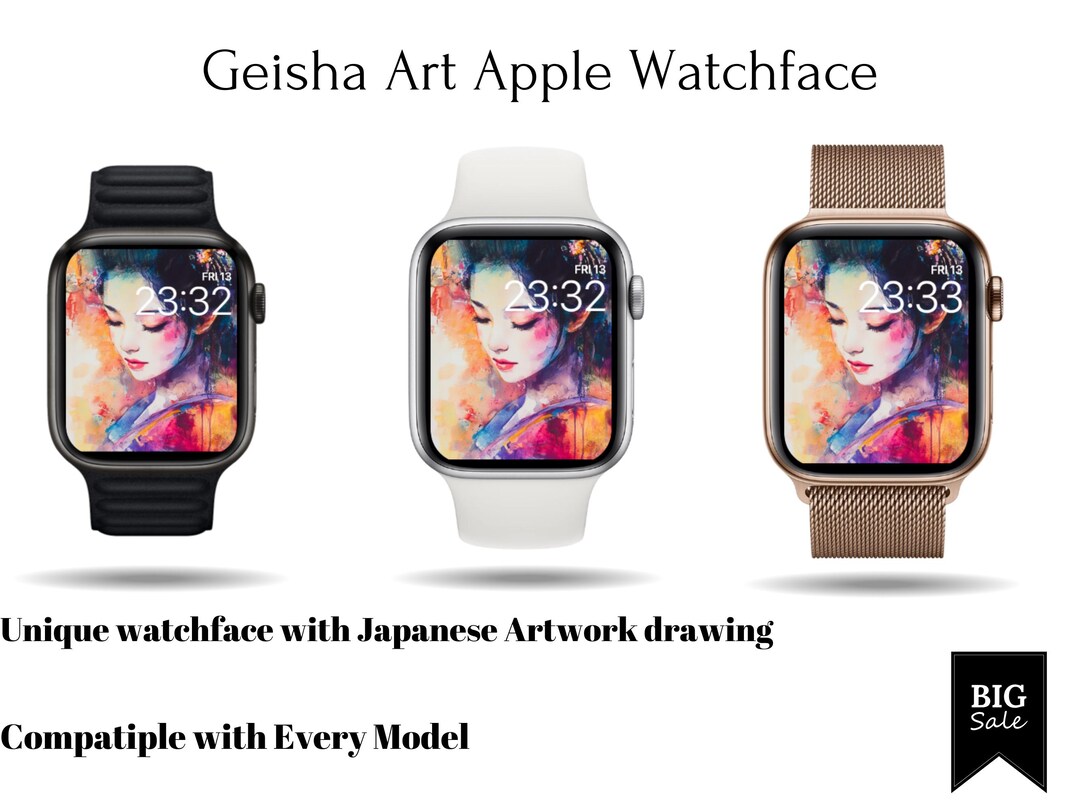 Japanese Geisha Oil Painting Apple Watch Face Elegant Traditional Art ...