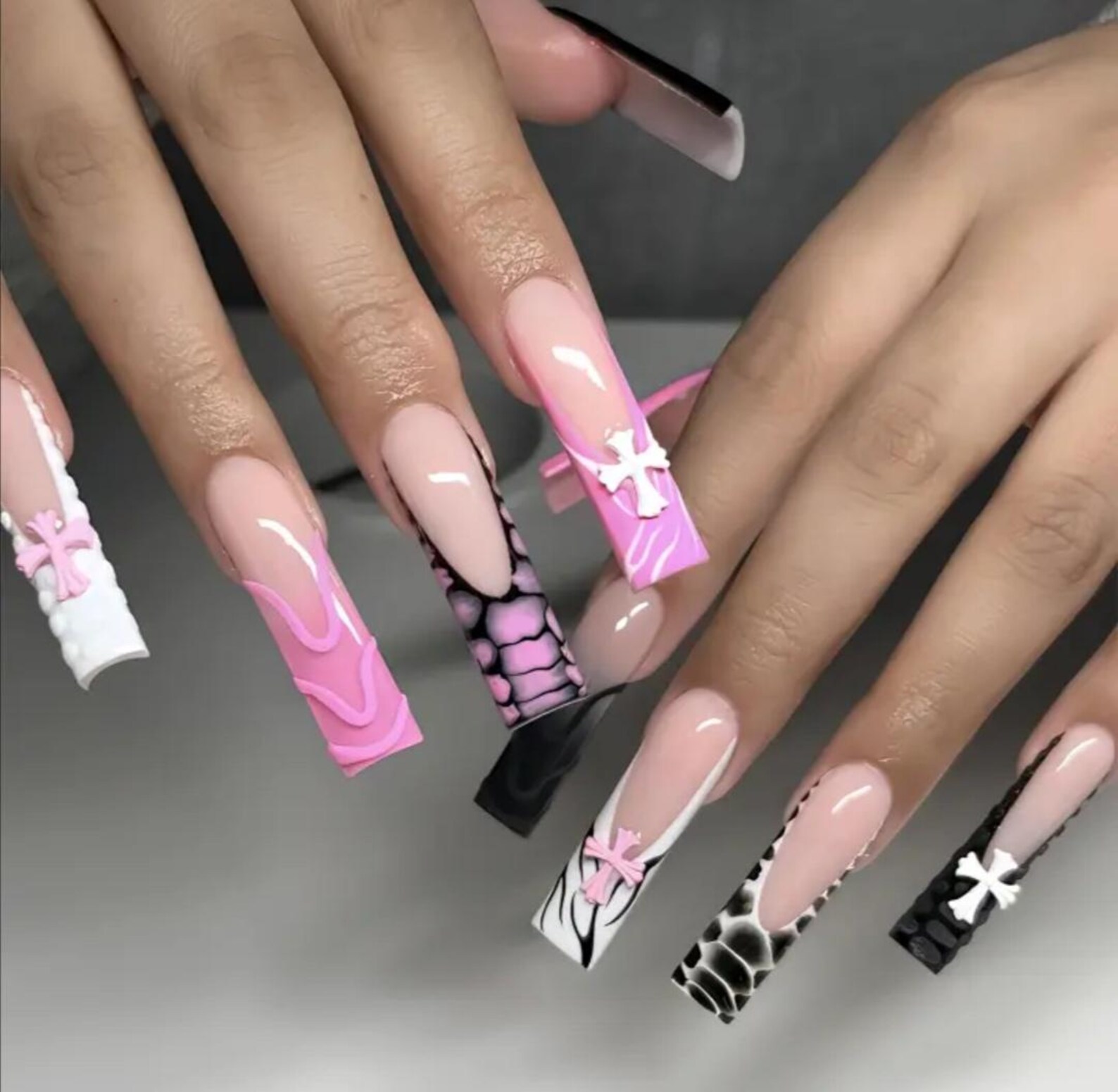 Charm Y2K French Tip Press on Nails, Fall Nails, Handmade and Crafted ...