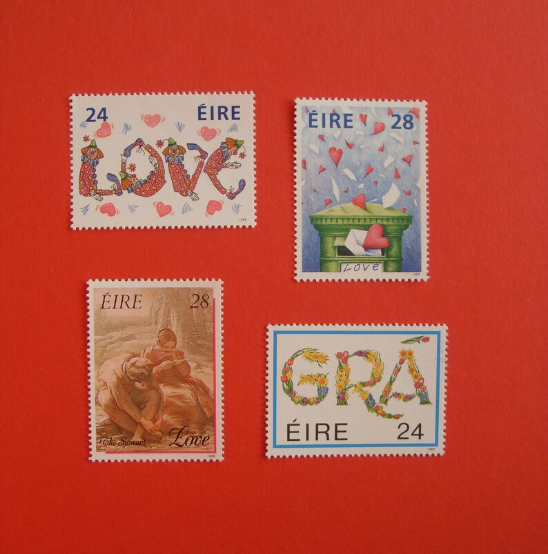 Vintage Heart Love Stamps Ireland 1980's 612-621 - Etsy