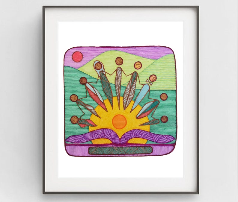 Coming Together Print, Illustration, Original Art Print, Learning and ...