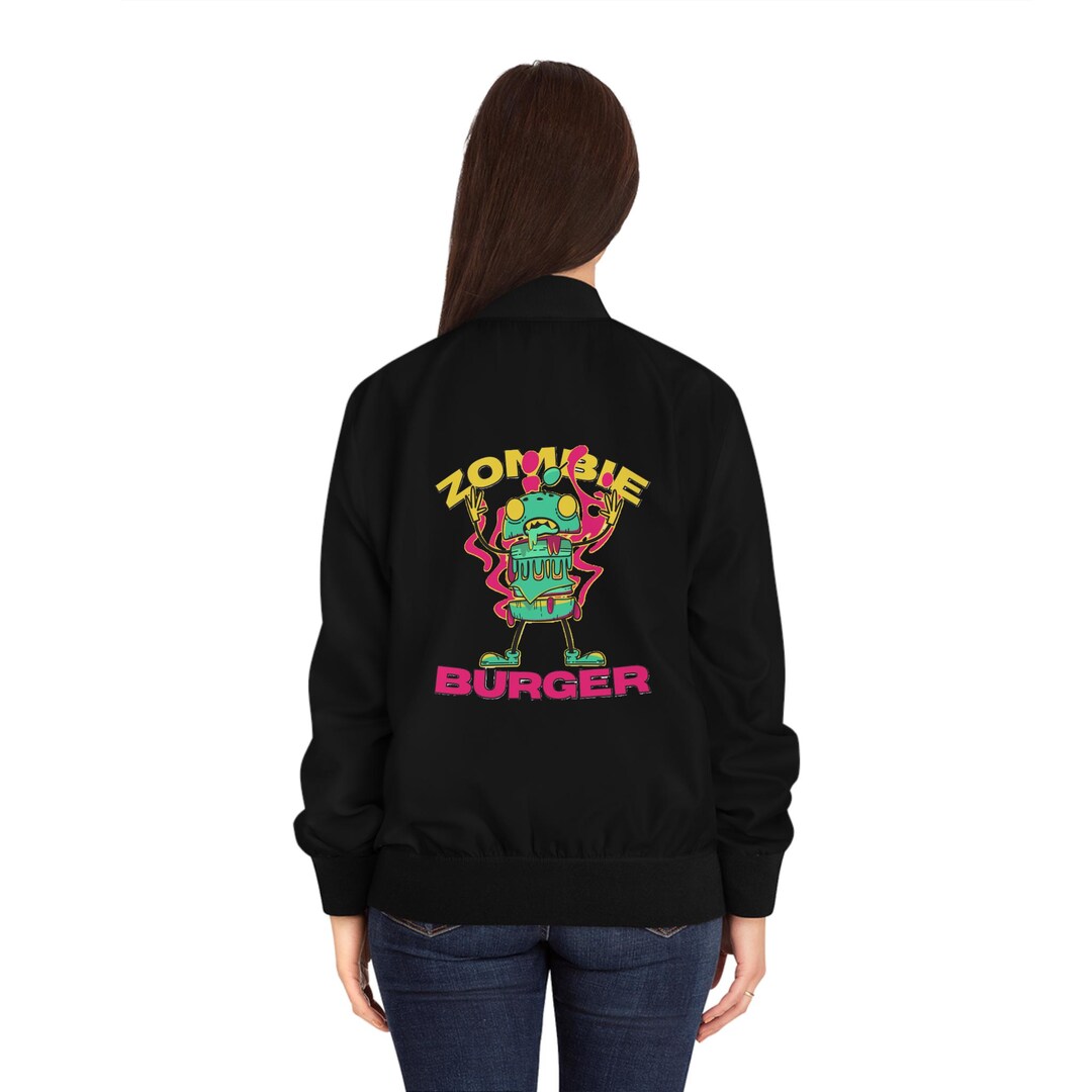 Zombie Burger Foodie Meme Womens Bomber Jacket - Etsy