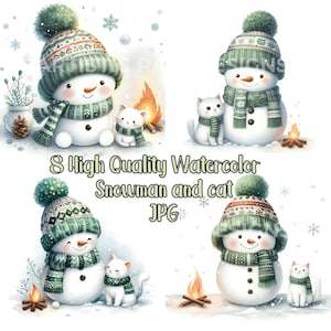 Watercolor Cute Snowman Clipart | Cozy Christmas Festive Holiday Winter ...