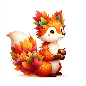 Autumn Fox Clipart, Fall Woodland Animal Clip Art, Printable Autumn ...