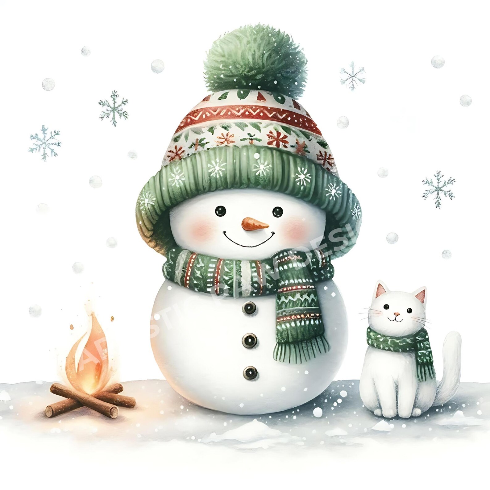 Watercolor Cute Snowman Clipart | Cozy Christmas Festive Holiday Winter ...