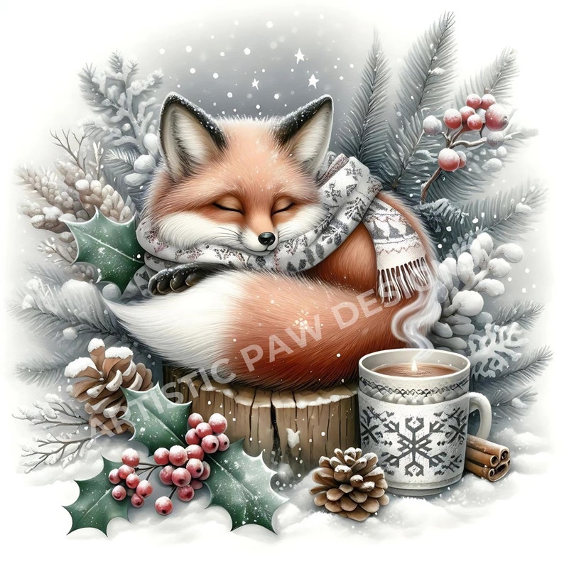 Winter Watercolor Woodland Fox Clipart, Woodland Animal Clipart, Forest ...