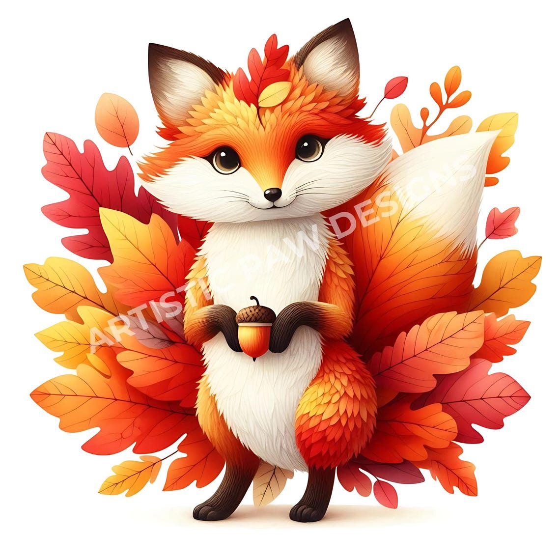 Autumn Fox Clipart, Fall Woodland Animal Clip Art, Printable Autumn ...