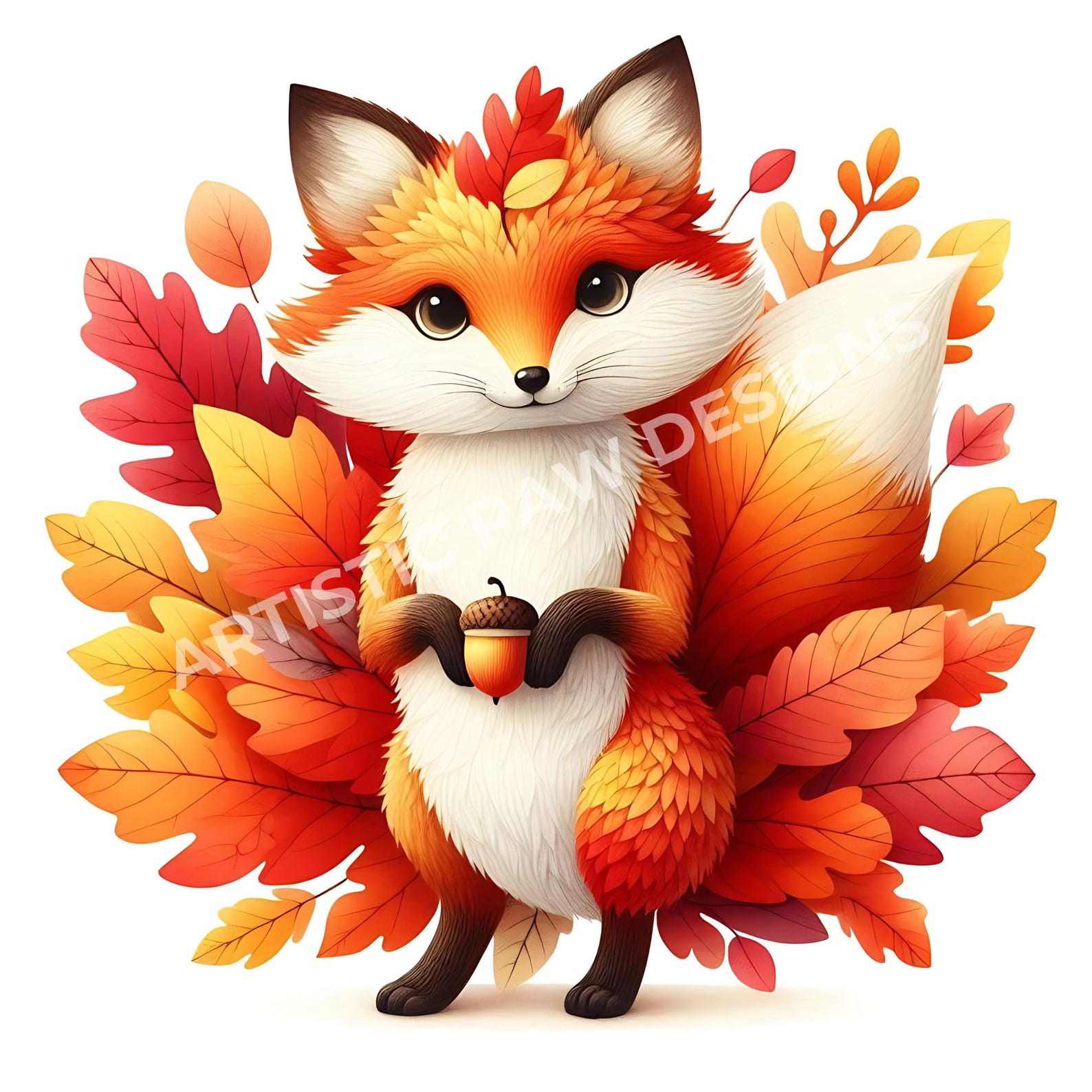 Autumn Fox Clipart, Fall Woodland Animal Clip Art, Printable Autumn ...