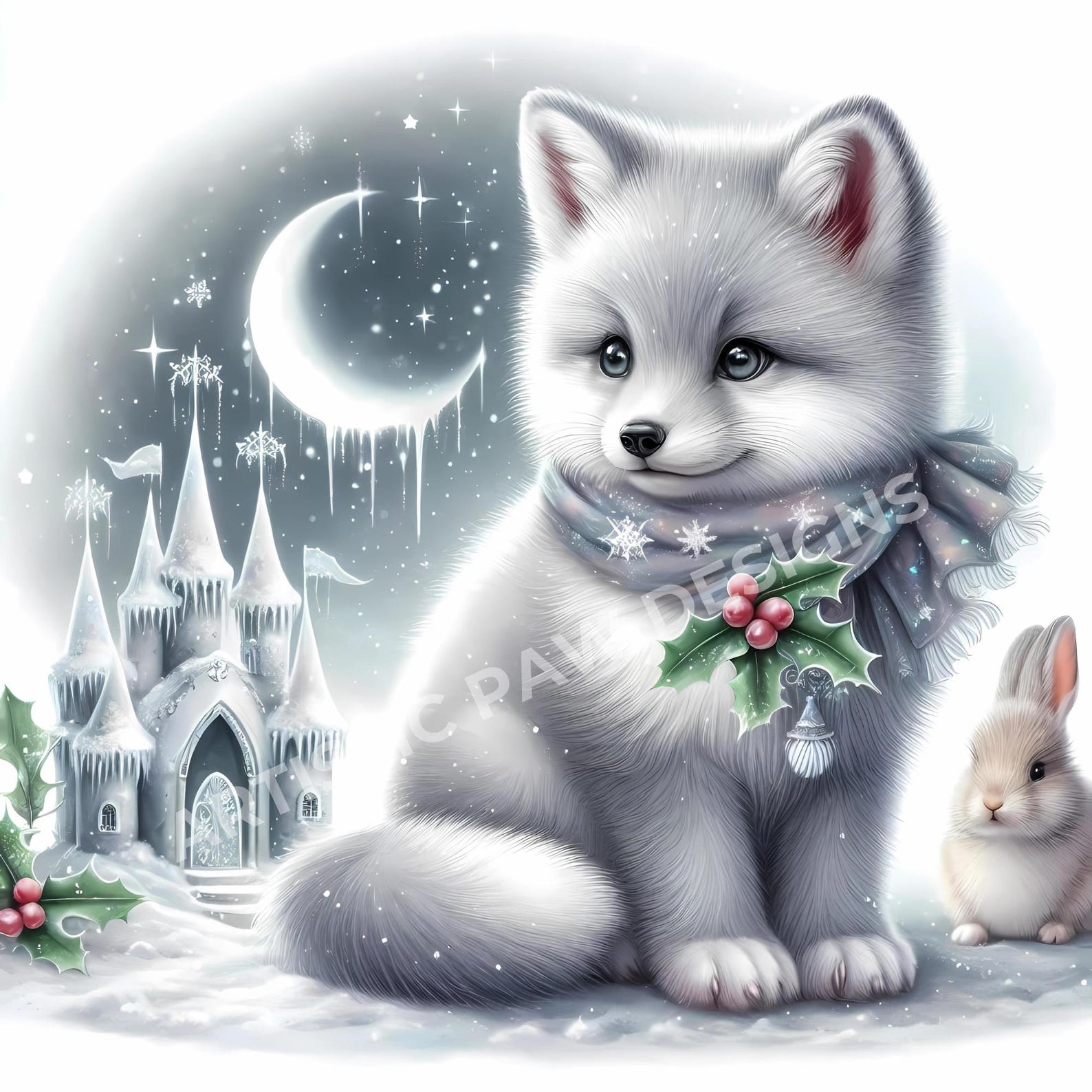 Cute Arctic Fox Clipart, Christmas Winter Animal White Fox Design ...