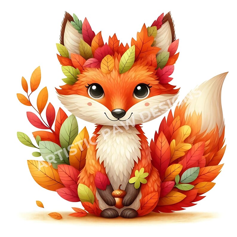 Autumn Fox Clipart, Fall Woodland Animal Clip Art, Printable Autumn ...