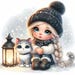 Winter Gnome and Cat Clipart | 5 High Quality 300 DPI JPG | Tuxedo Cat ...