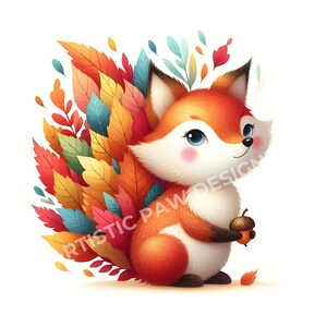 Autumn Fox Clipart, Fall Woodland Animal Clip Art, Printable Autumn ...