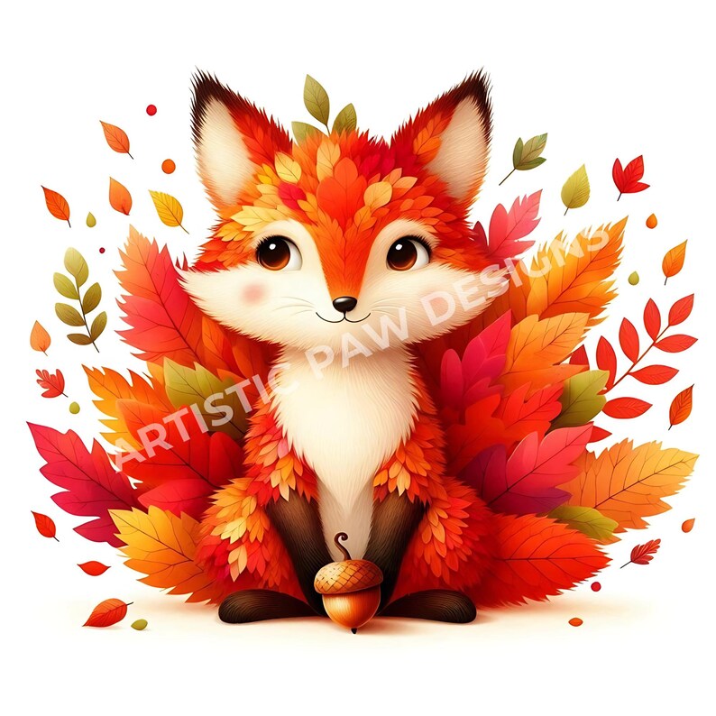Autumn Fox Clipart, Fall Woodland Animal Clip Art, Printable Autumn ...