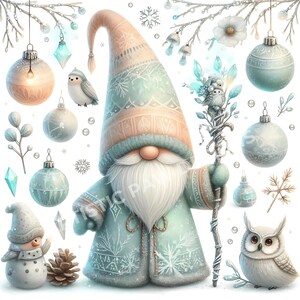 Pastel Watercolor Winter Gnome Clipart - Gnome and Owl Companion Art ...