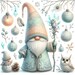 Pastel Watercolor Winter Gnome Clipart - Gnome and Owl Companion Art ...